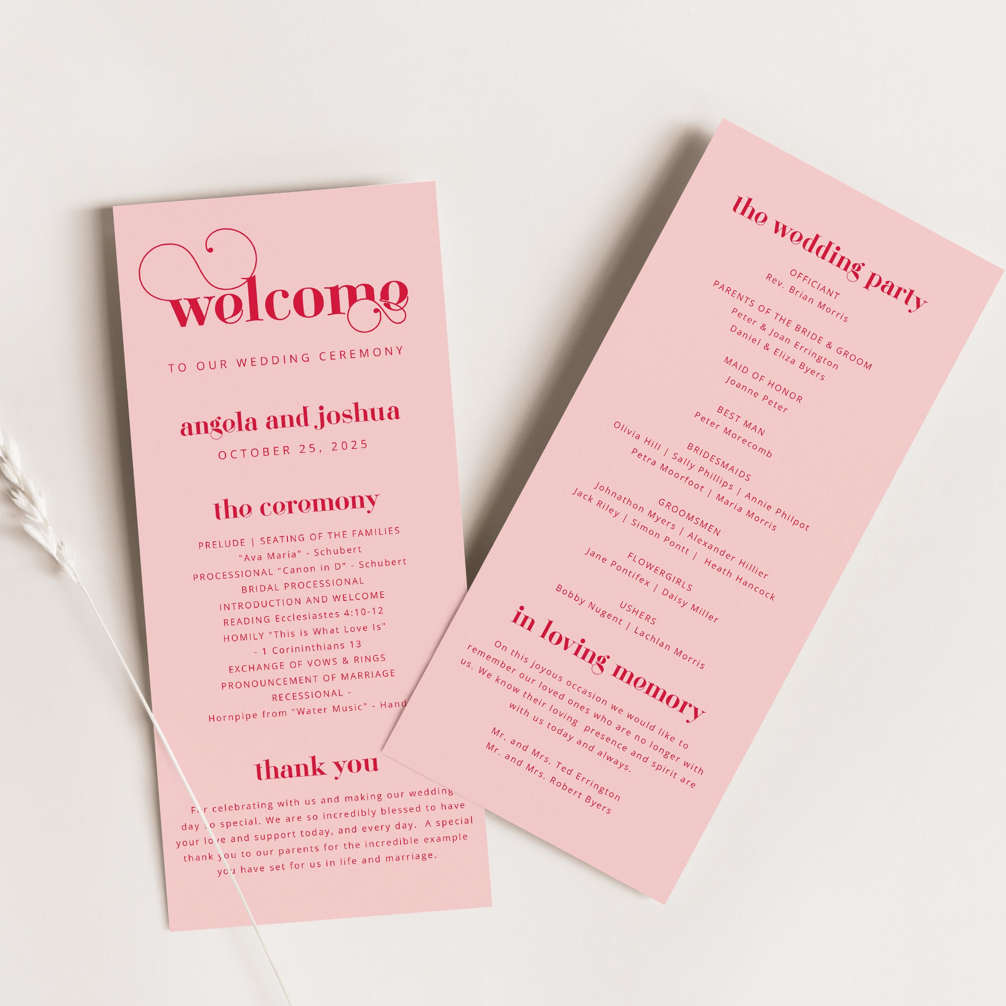 Amore Tea Length Ceremony Program – Studio Nellcote
