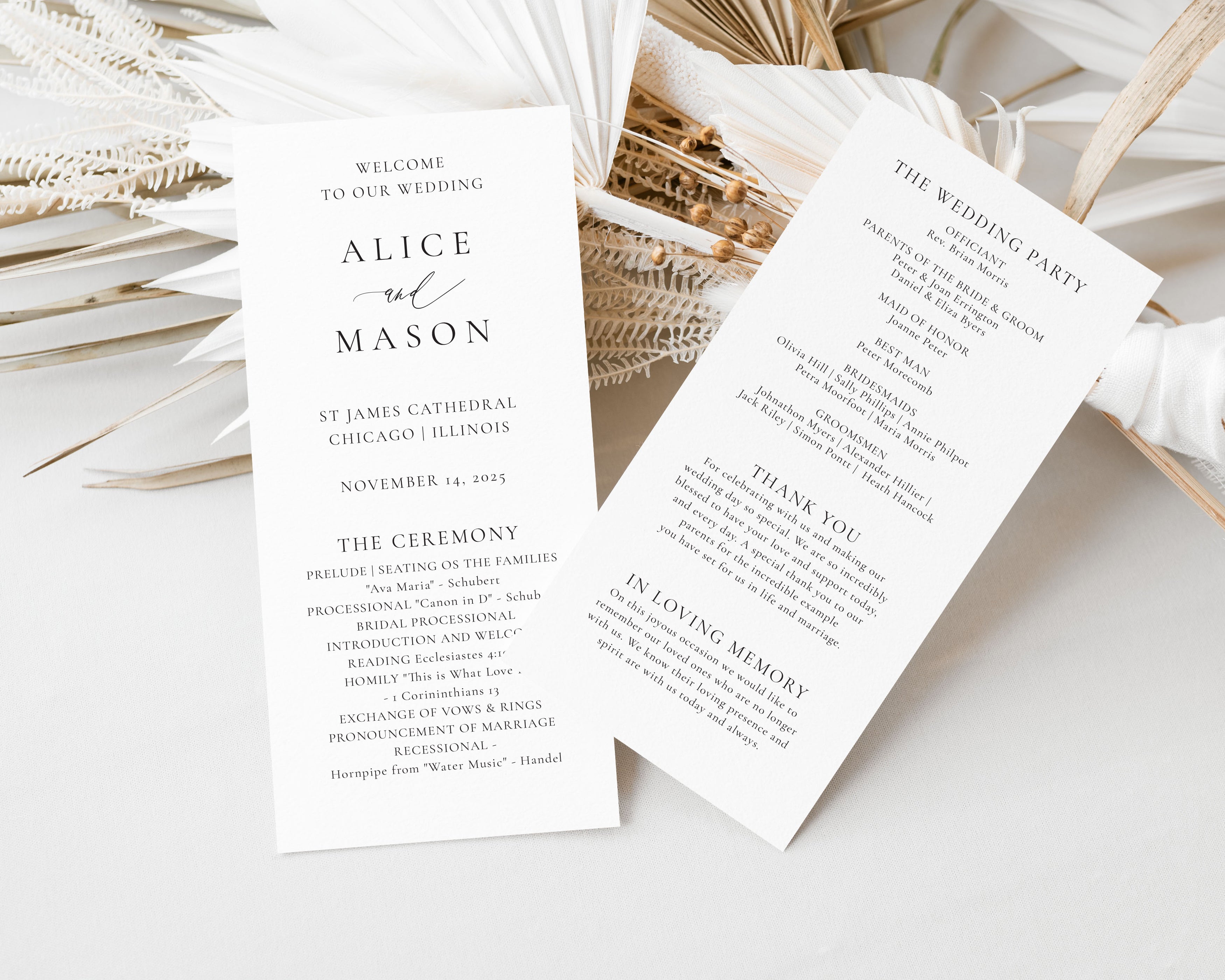 Classic Minimalist Tea Length Ceremony Program – Studio Nellcote