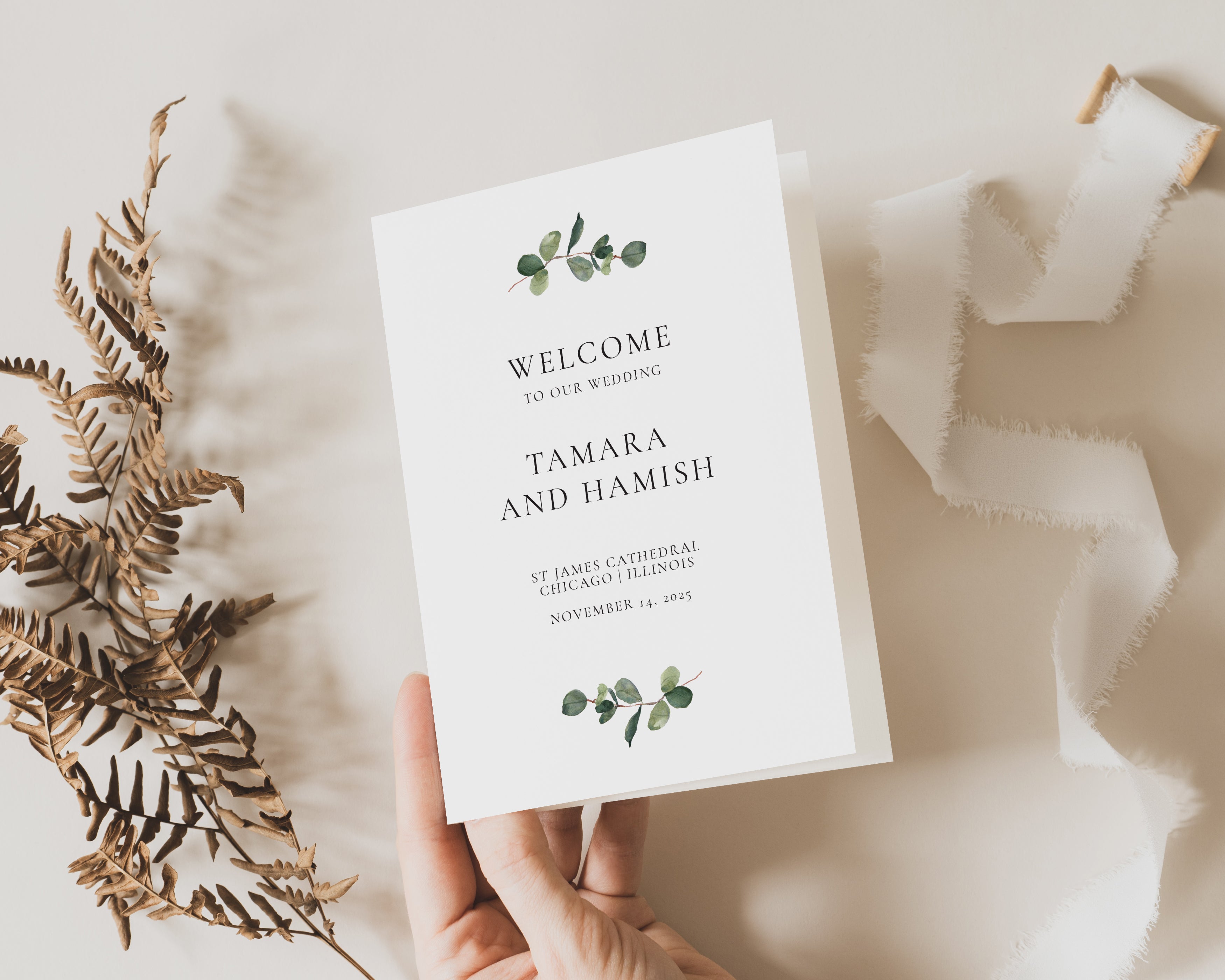 Eucalyptus Half Fold Ceremony Program – Studio Nellcote