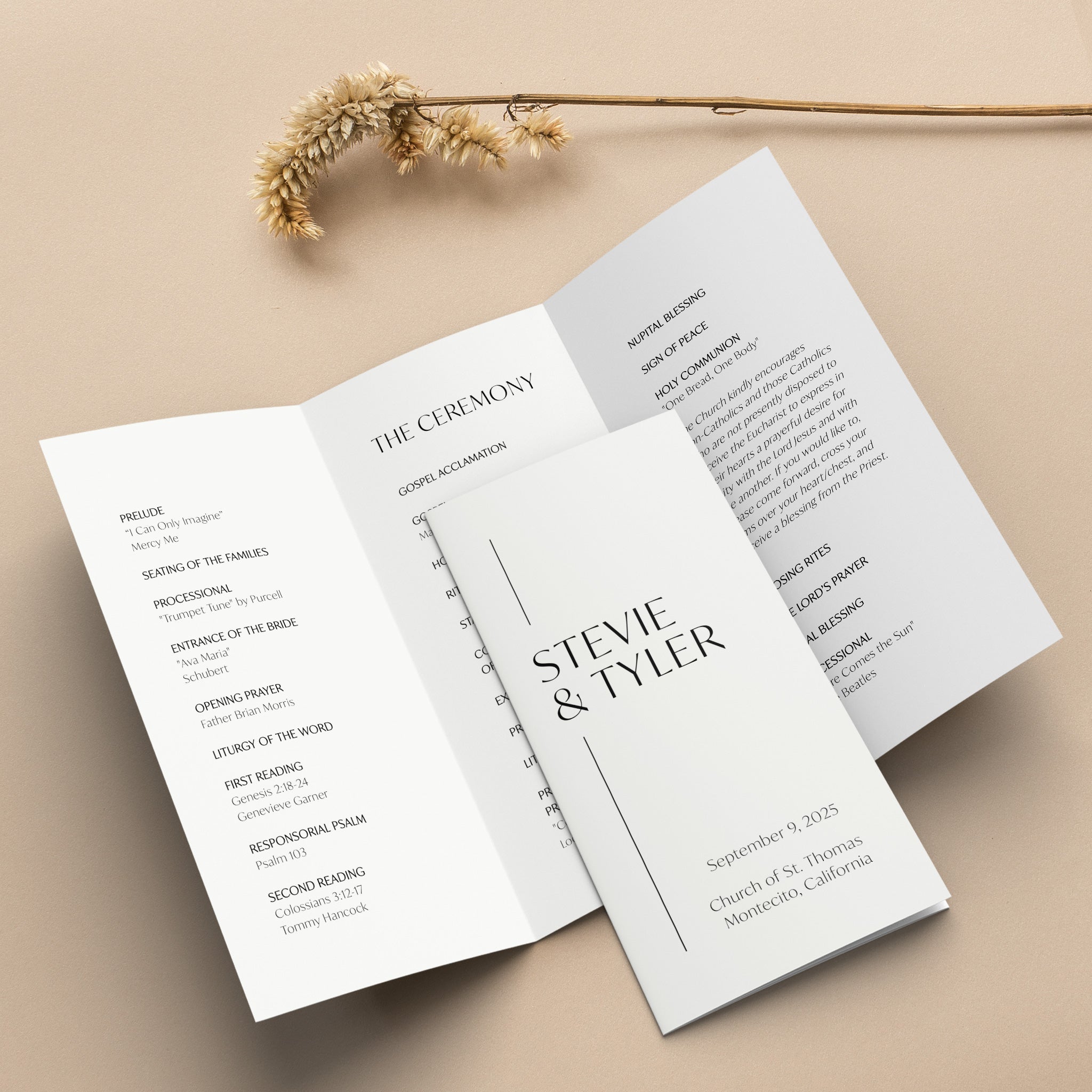 Contemporary Chic Tri Fold Program – Studio Nellcote